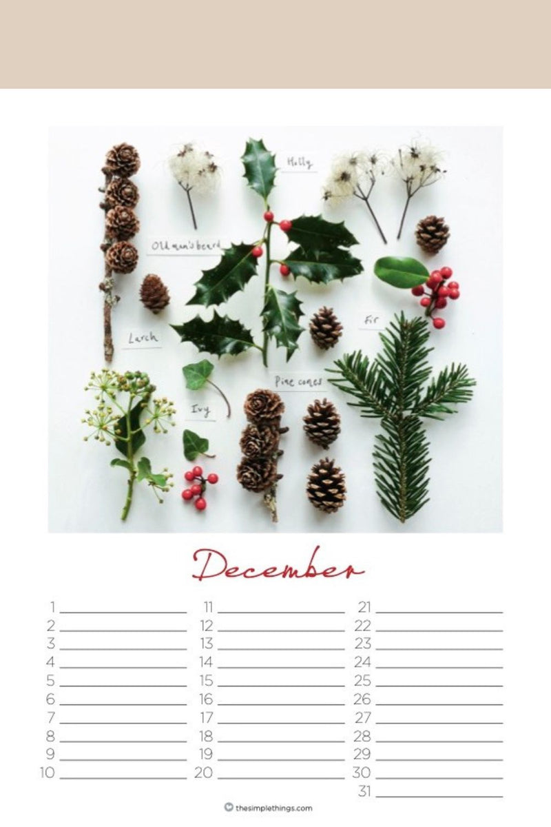 The Simple Things Nature Tables Calendar - Pics & Ink - Pics and Ink